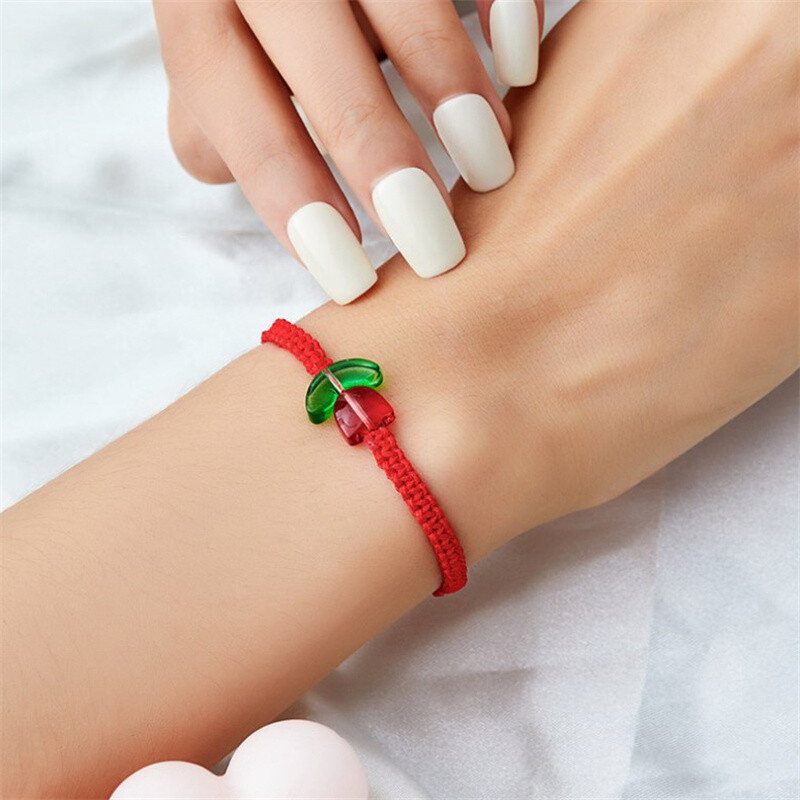 Elegant Tulip Charm Bracelet Handmade Braided Rope Fashion Sweet Flower ...