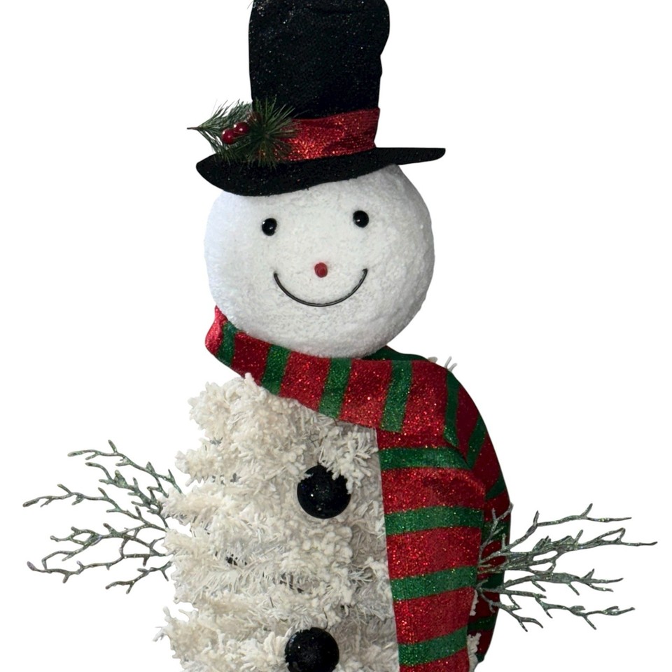 WINTER WONDER LANE 4ft Pre-Lit Flocked Snowman Christmas Tree Vntg | eBay
