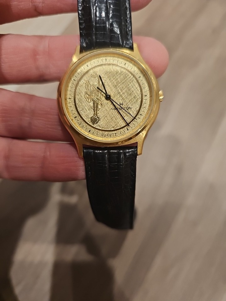 Vintage Hamilton Cal 9812 Gold Tone Wrist Watch—Swiss Made, New Battery ...