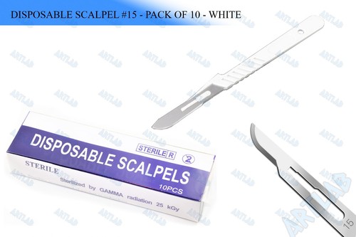 10 PCS STERILE DISPOSABLE SCALPELS #15 SINGLE USE - DENTAL,SURGICAL ...