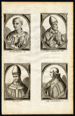 Antique Print-POPE-SAINT-JOHN IX-BENEDICT-LEO V-ANTIPOPE CHRISTOPHER ...