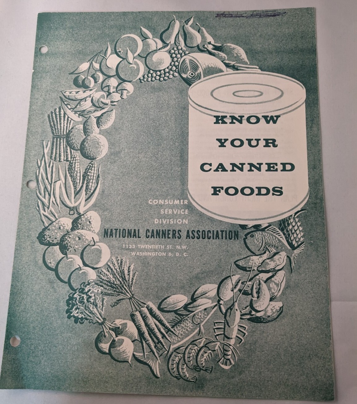 Vintage Know Your Canned Foods Binder Insert By: National Canners ...