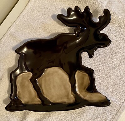 10.5” WOODLAND COLLECTION MOOSE HANDPAINTED OVENPROOF STONEWARE SERVING ...