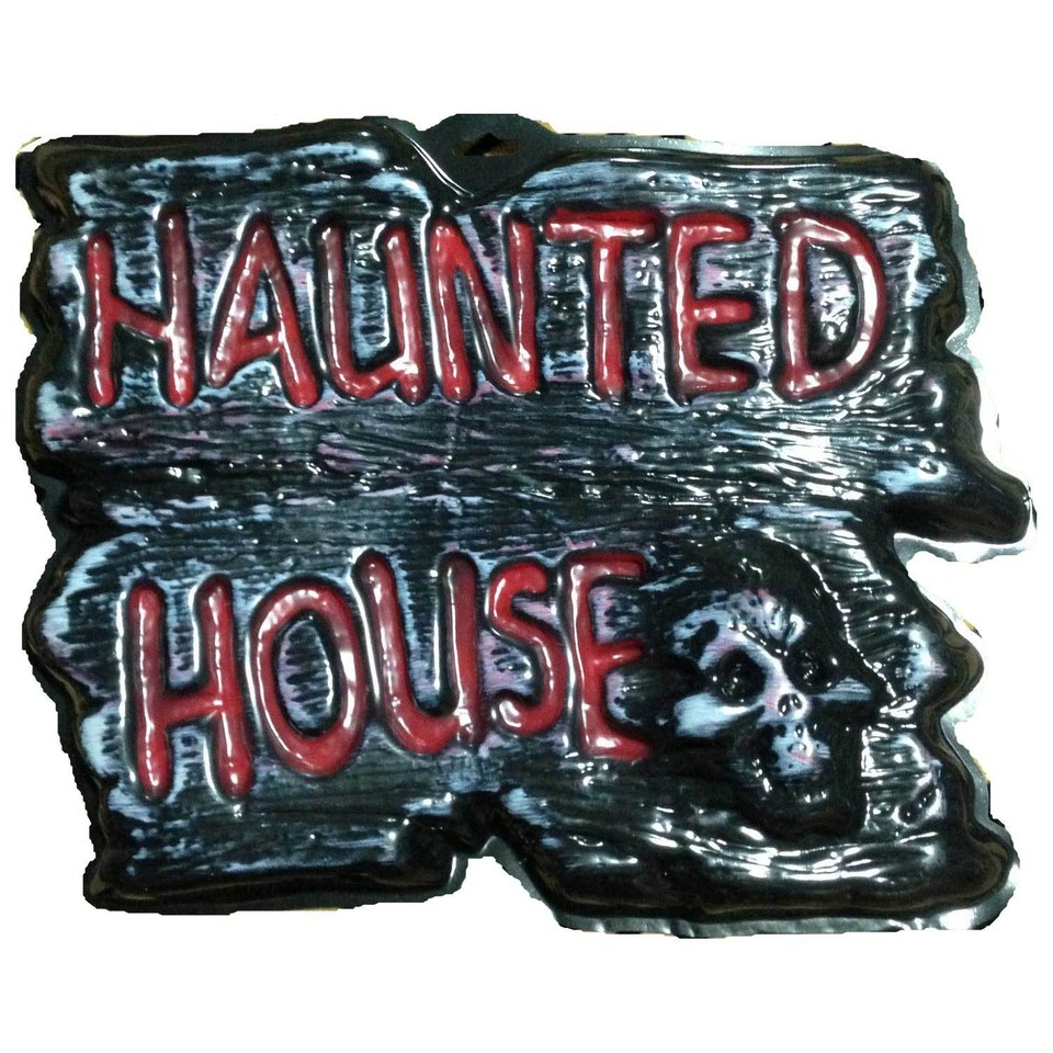 Gothic Warning Sign-HAUNTED HOUSE-Wall Door Plaque Halloween Prop ...