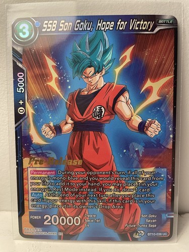 SSB Son Goku, Hope For Victory Pre-Release Promo BT10-036 UC Dragon ...