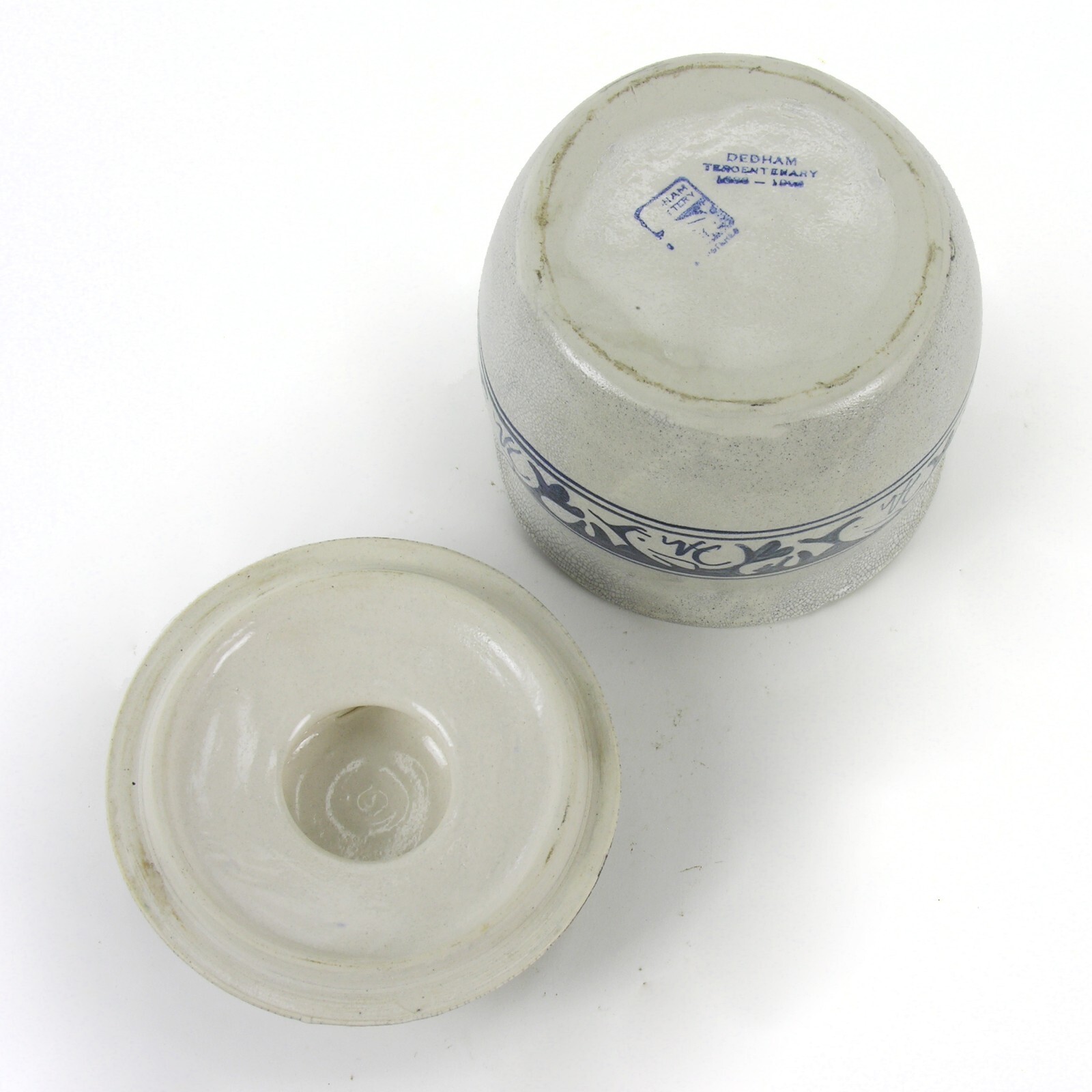 Dedham Pottery antique humidor cookie jar rabbit blue & white arts ...