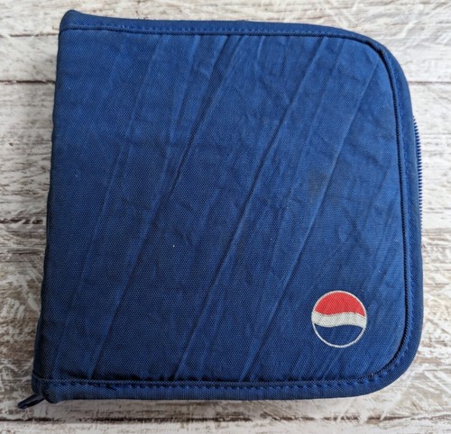 Vtg retro Pepsi 12 Disc CD Storage case Logic Wallet Blue Nylon Mail ...