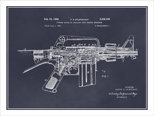 AR-15 Assault Rifle M16 Patent Print Art Drawing Poster | eBay
