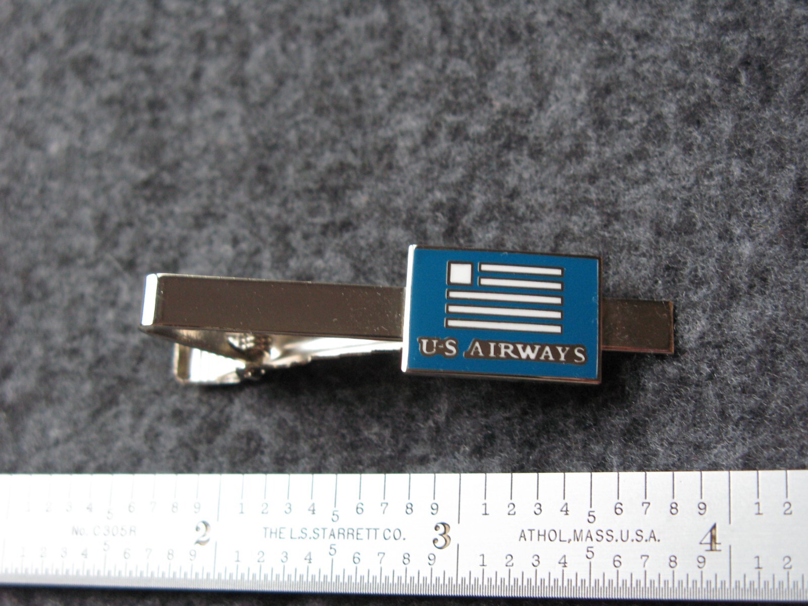 US AIRWAYS FLAG LOGO PIN ON SILVER TIE BAR. | eBay