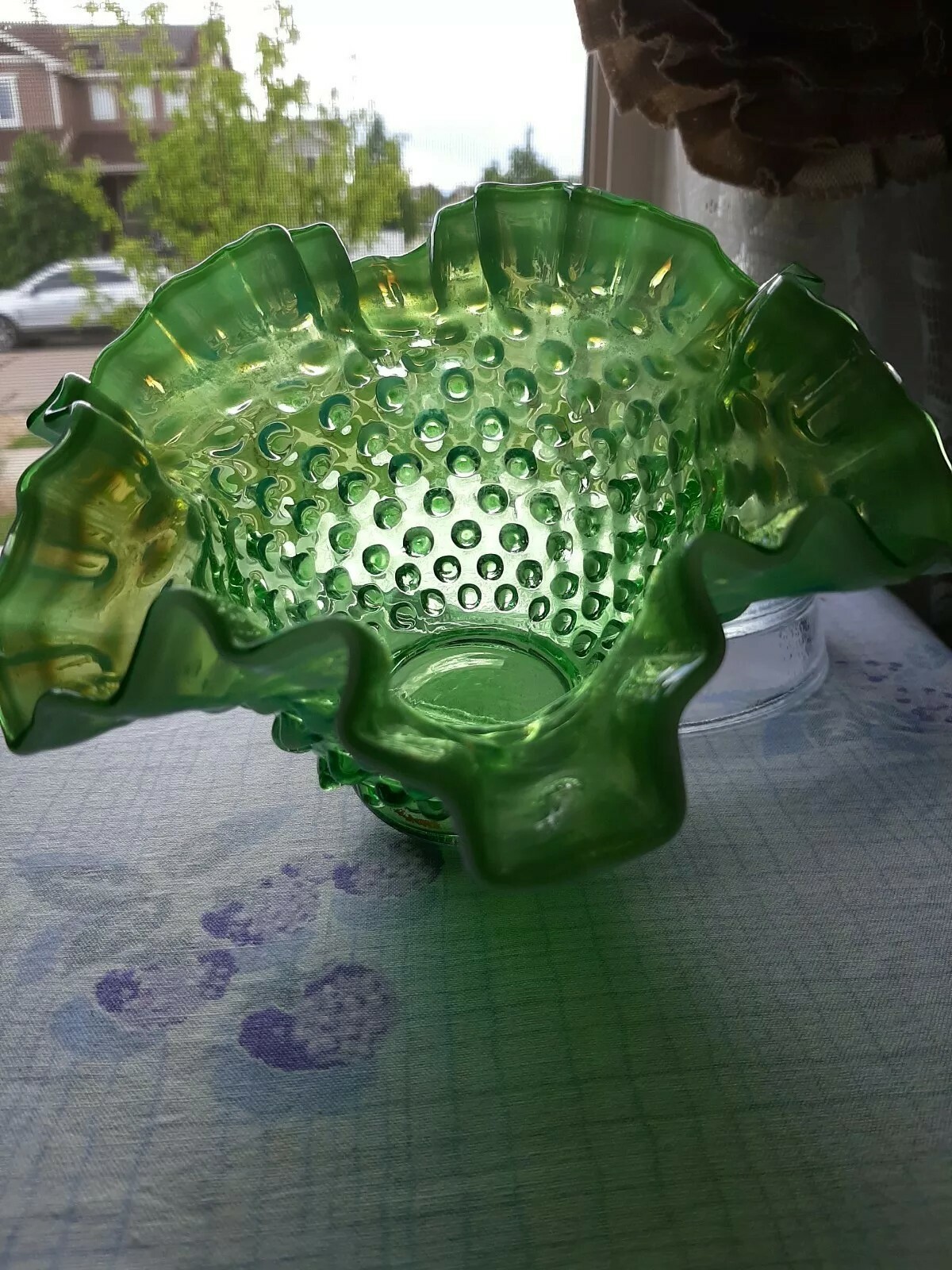 Vintage Fenton Lime Green Opalescent Hobnail Small Bowl, 6", FABULOUS ...