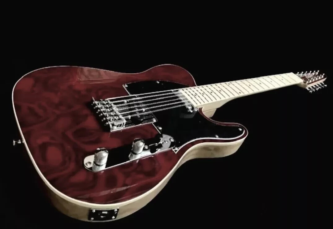 NEW 12 STRING TELE STYLE BEAUTIFUL ELECTRIC GUITAR CURLY BURL MAPLE | eBay