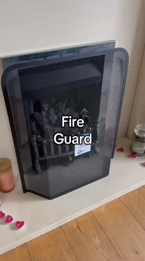 Fireplace Fire Spark Guard Screen Protector Heavy Duty Cover Black Fire ...