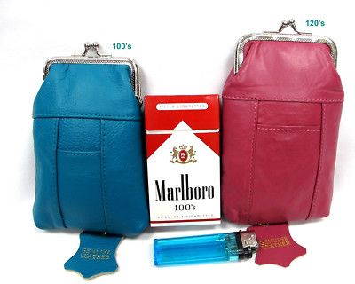 2pc in 2Color Leather Cigarette Soft Case TURQUOISE 100s+120s Blk Brown ...