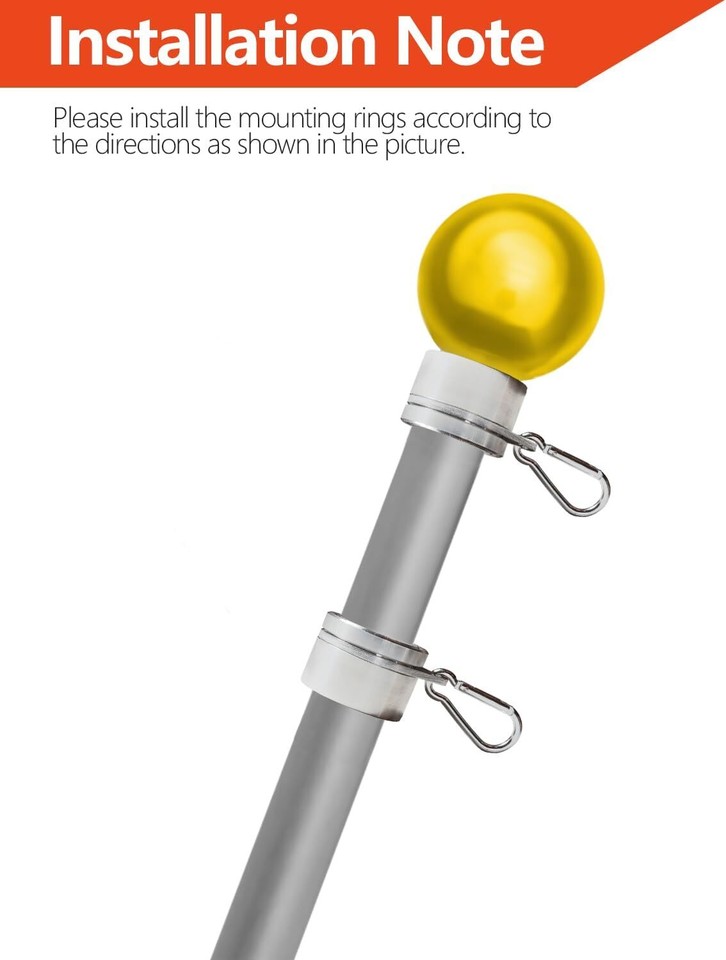 Anley 2pcs Aluminum Flag Pole Mounting Rings Anti Wrap 360° Rotatable ...