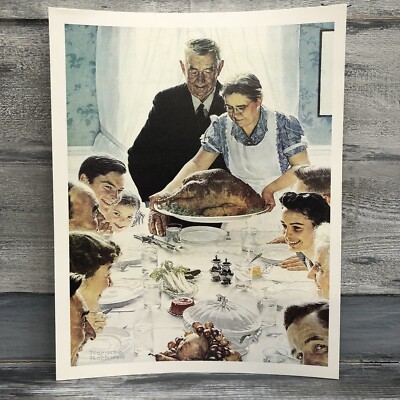 Norman Rockwell print "FREEDOM FROM WANT" Thanksgiving Christmas dinner ...