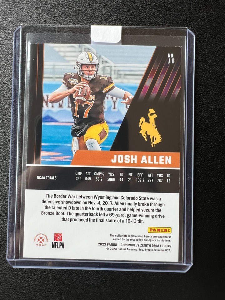 Josh Allen 2023 Panini Chronicles Zenith Draft Picks #16 - Wyoming ...