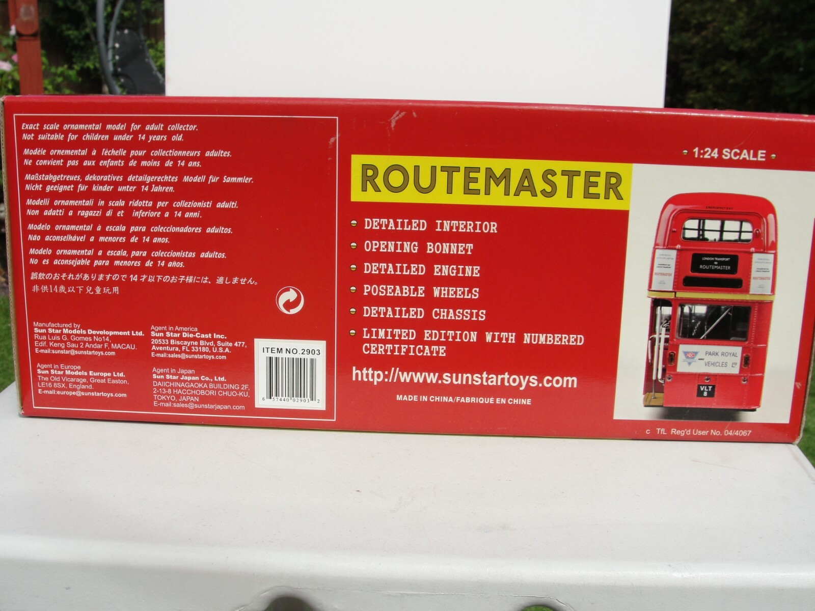 SUN STAR DIECAST ROUTEMASTER RM664-WLT664 2903 1.24 SCALE NEW OLD STOCK ...