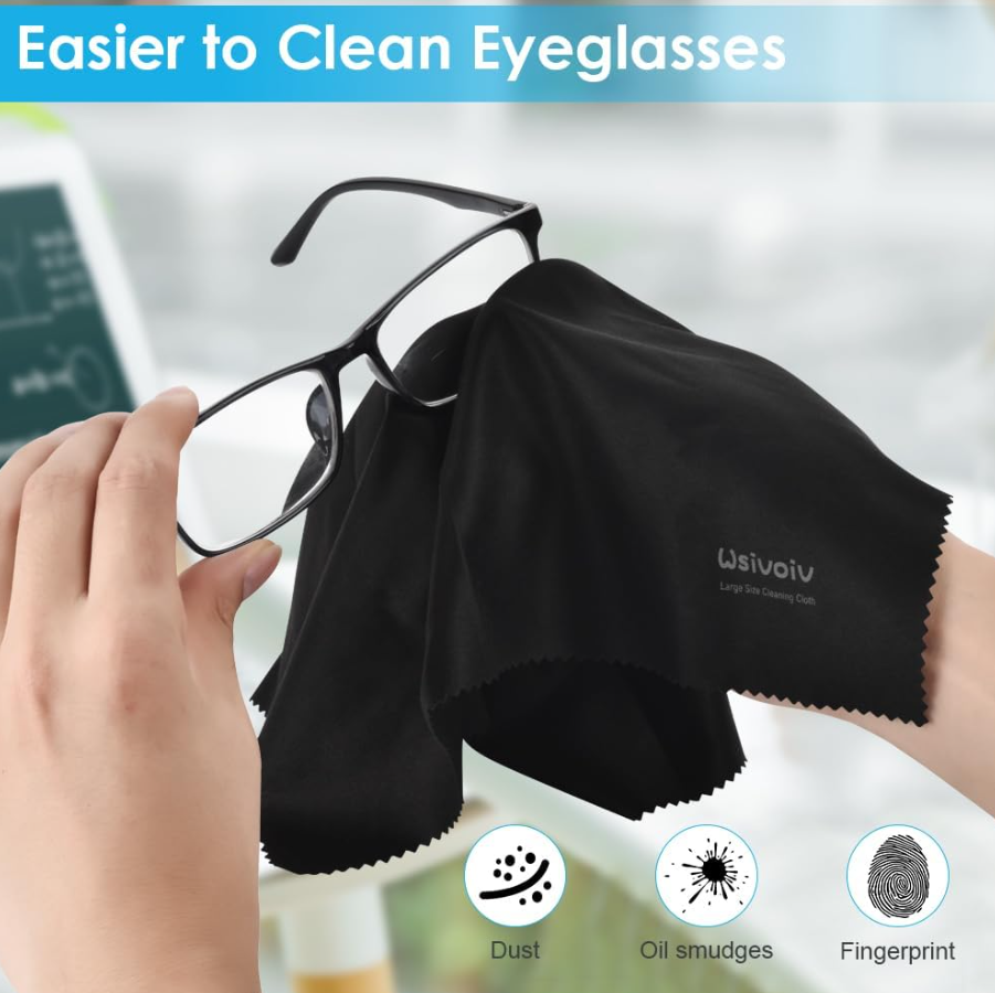 12"X 12" Large Microfiber Cleaning Cloths for Eyeglasses, Sensitive ...