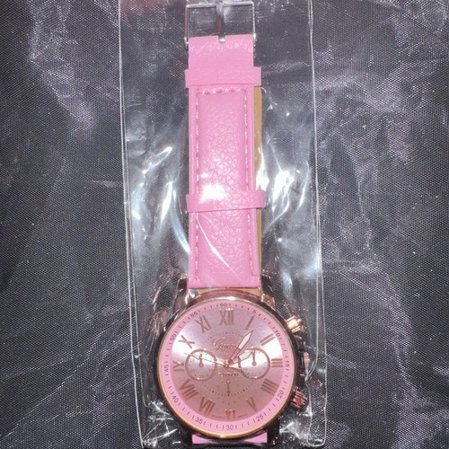 Geneva Quartz Movt Pink Watch Rose Gold Face Platinum Series Womens ...