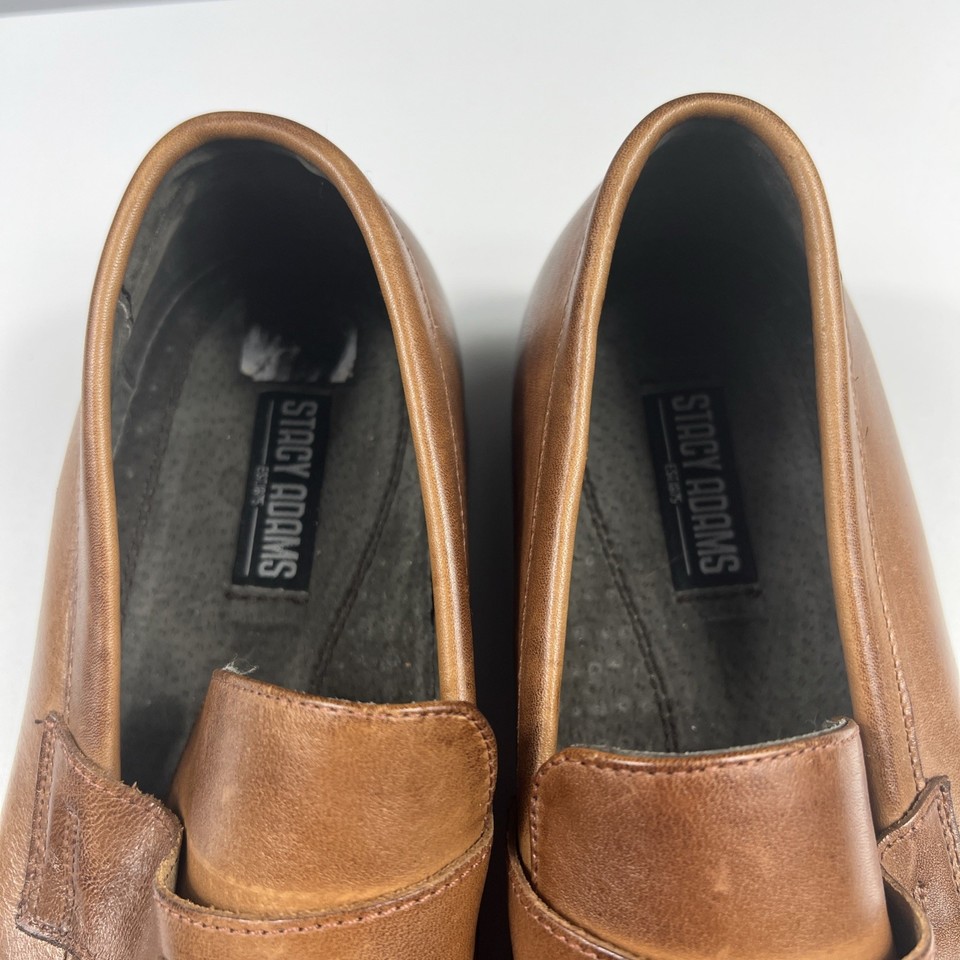 Stacy Adams Men's Loafer Shoes Size 8M Cognac Slip-Ons Square Toe | eBay