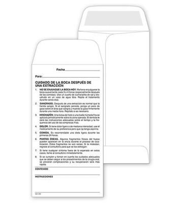 Dental Post Operative Instructions Envelope, Spanish / Nebs Deluxe No ...