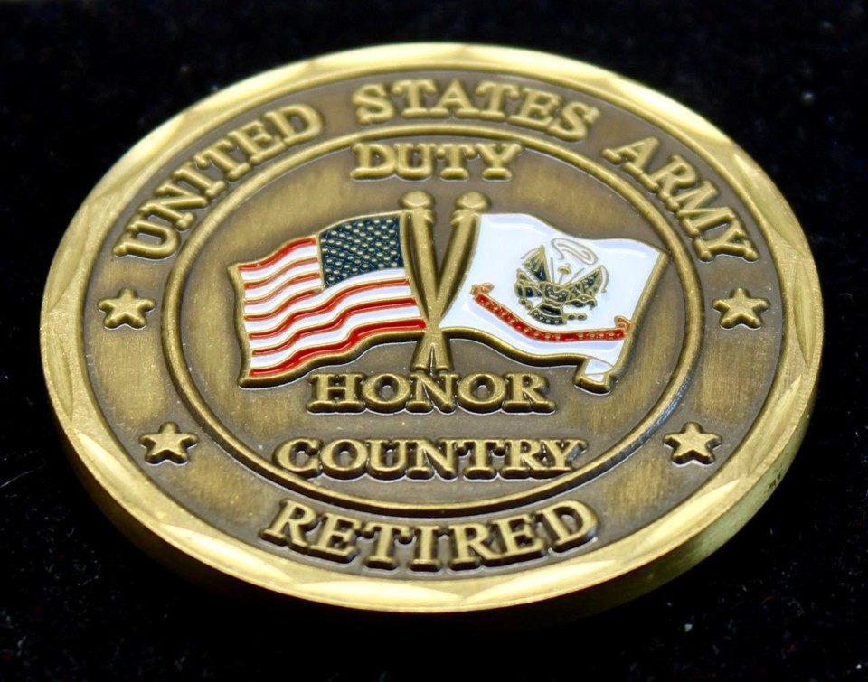 UNITED STATES ARMY RETIRED CHALLENGE COIN • DUTY HONOR COUNTRY | eBay