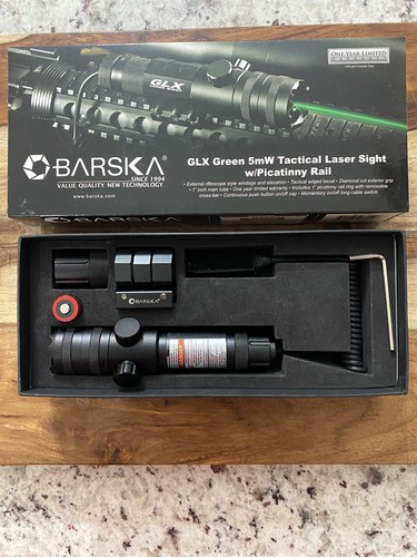 Barska GLX Green 5mW Green Rifle Laser with Weaver/Picatinny Rail Mount ...