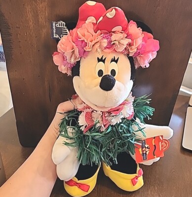 12" Disney Minnie Mouse Plush Applause Hawaii Grass Skirt Flower Lei ...