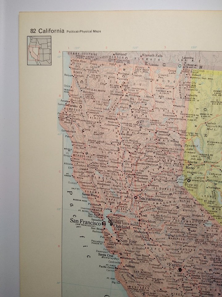 Vintage CALIFORNIA Atlas Map Print 1964 Encyclopedia Britannica World ...