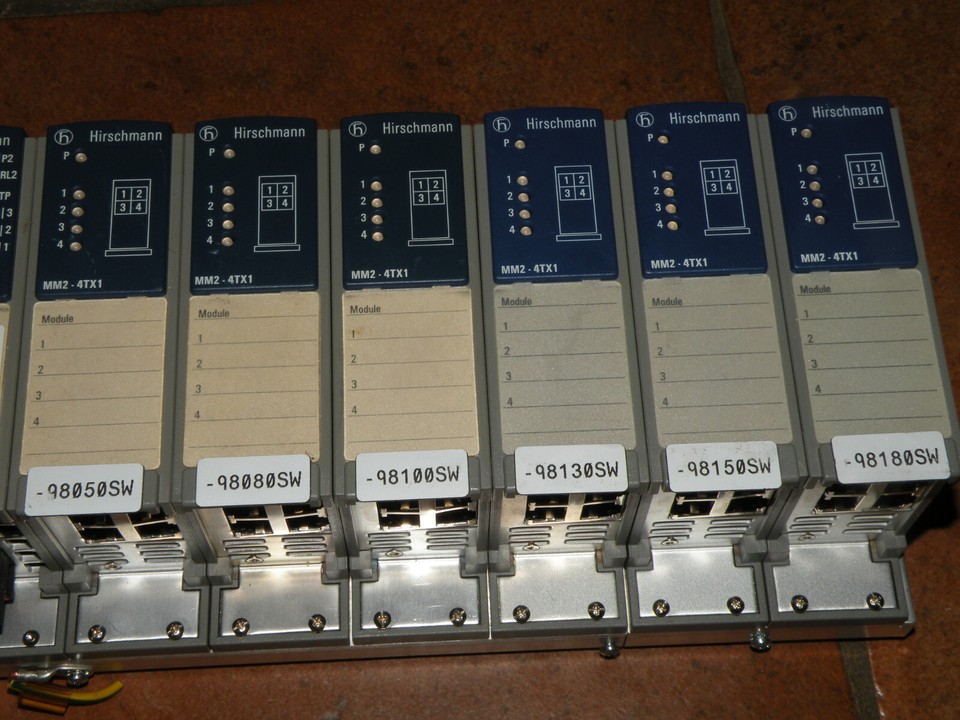 Hirschmann 7 Slot Backplane w (6) MM2-4TX1 MICE & (1) MS20-1600SAEHH06 ...