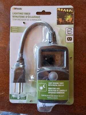 Woods 50013 Outdoor 24-hour Digital Timer With Photocell Lighting Timer ...