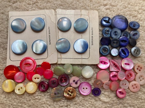 Large Lot Antique Vintage Colorful Dyed MOP Pearl Buttons, Some Carved ...