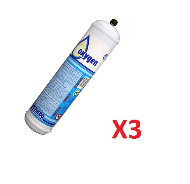 3 X REPLACEMENT DISPOSABLE OXYGEN CYLINDER BOTTLE O2 OXY 1 LITRE M12 ...