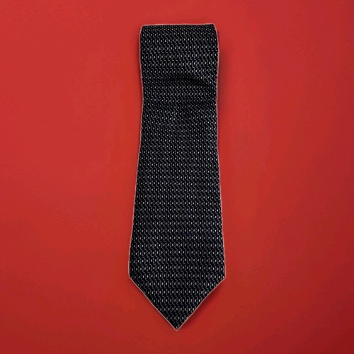 Kenneth Cole Designer Silk Tie Black Geometric Pattern Classic Business ...