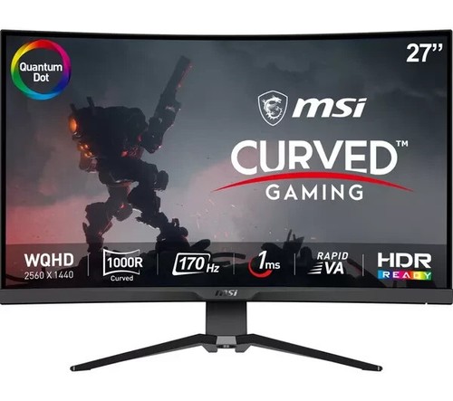 MSI MAG 275CQRF-QD 27 Inch Quad HD Curved Quantum Dot VA LCD Gaming ...