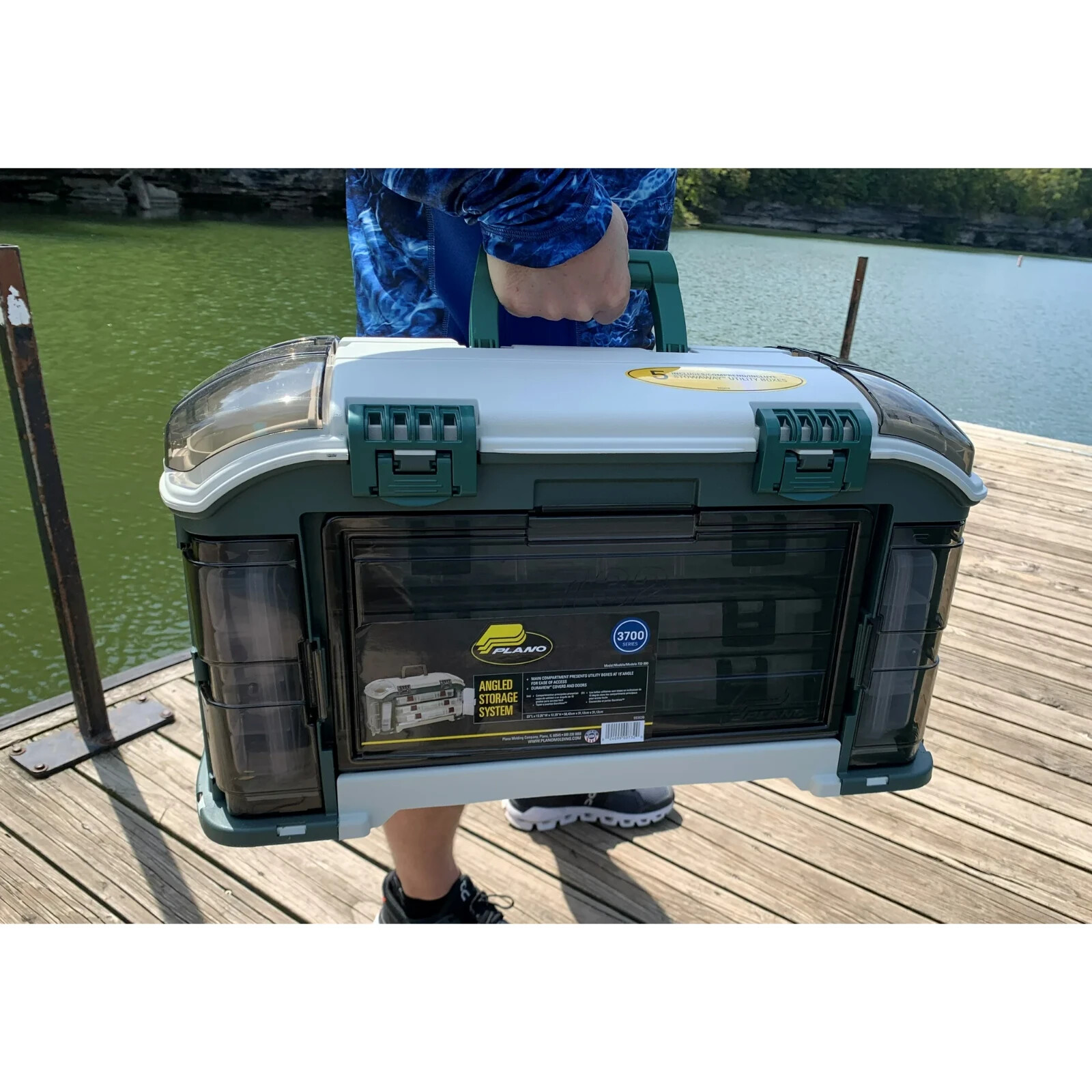 Plano Outdoor Sports Angled Fishing Tackle Box Storage System, Green ...