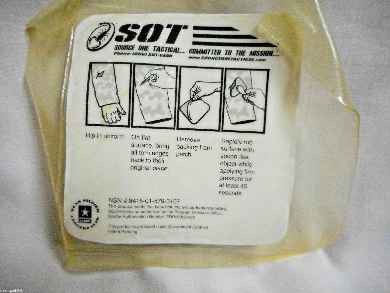 SOT ACU REPAIR PATCH 4" X 4" NSN: 8415-01-579-3107 | eBay