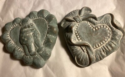 1997 & 1998 Isabel Bloom Heart Sculptures Boy & Girl and Heart w Ribbon ...