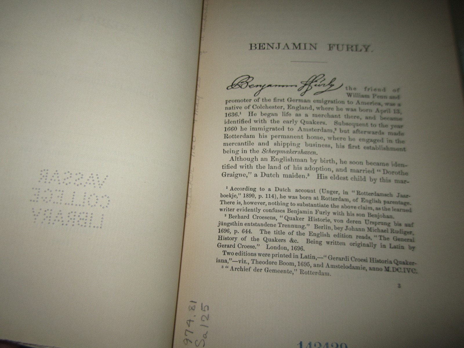 1895 Benjamin Furly, English Merchant at Rotterdam German Emigration to ...