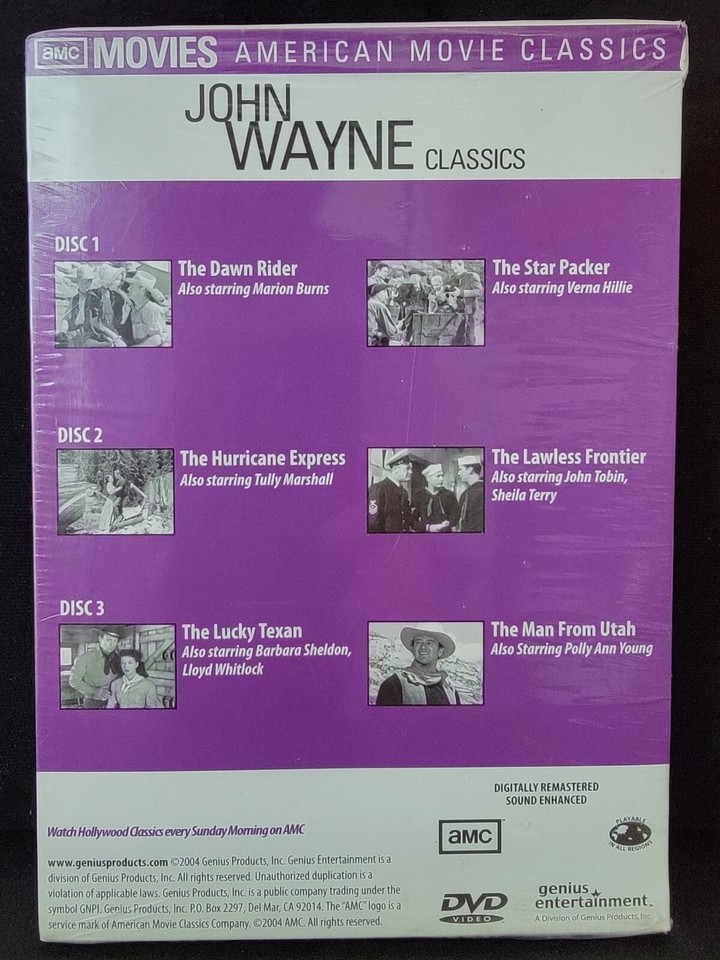 JOHN WAYNE CLASSICS (2004 GENIUS) AMC 6-MOVIE SET ON 3 DISCS | eBay