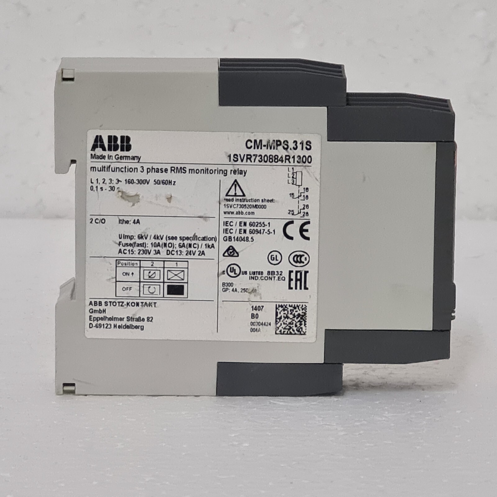 ABB 1SVR730884R1300 CM-MPS.31S Multifunction 3 Phase RMS Monitoring ...