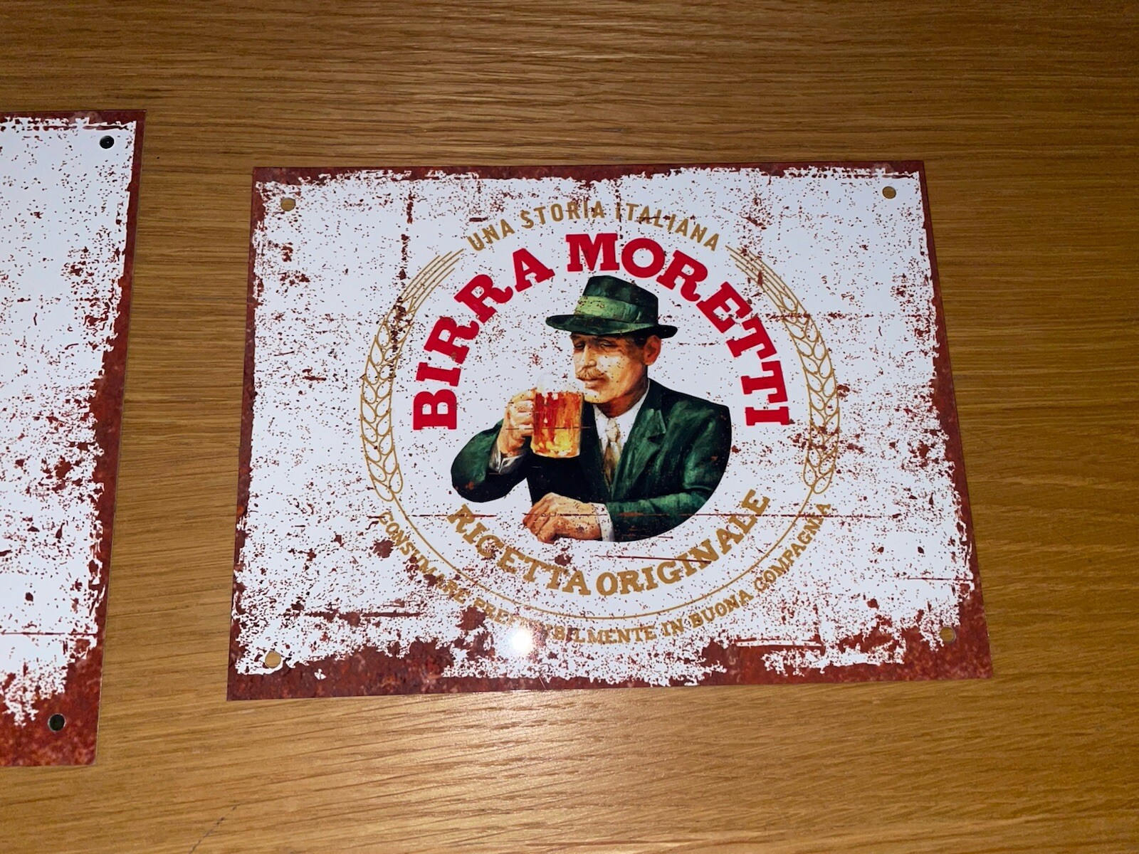 2 BIRRA MORETTI Metal Sign Mancave Shed Garage Bar Pub Beer Lager Retro ...