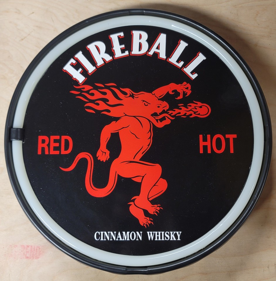 Fireball White Neon LED Light Rope Sign Bottle Cap Shaped Bar Man Cave ...