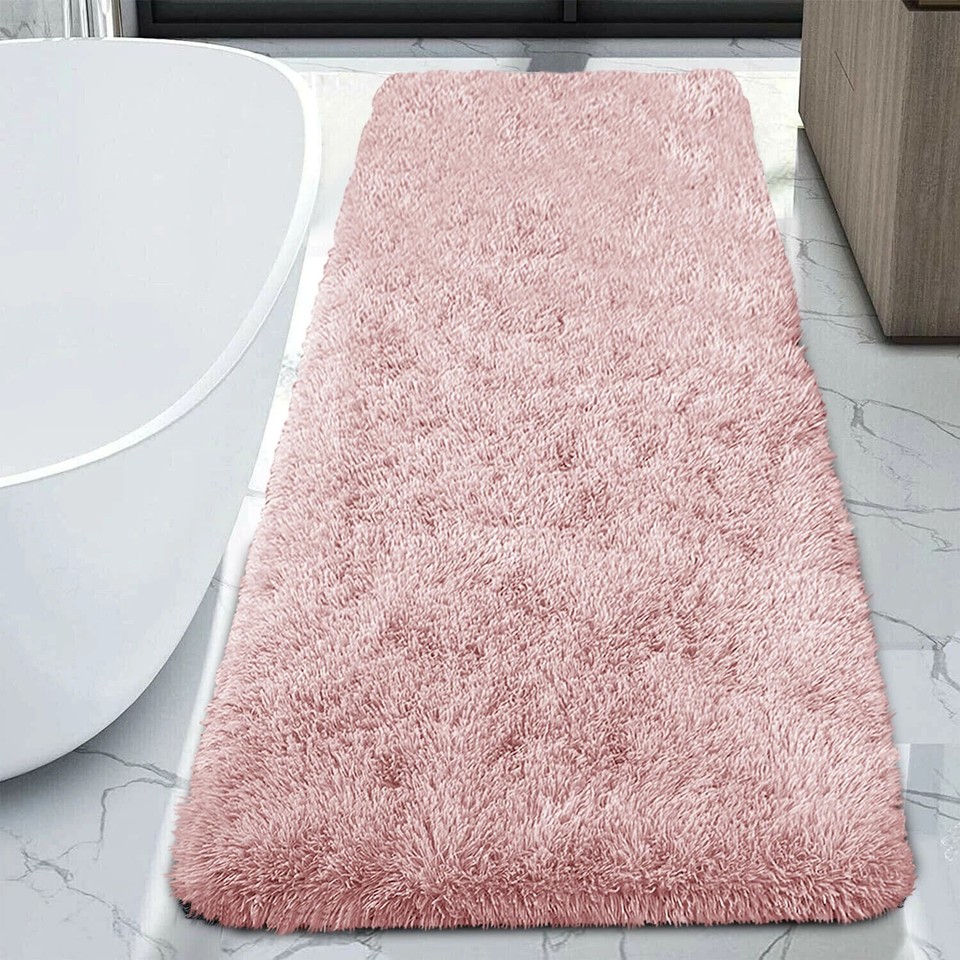 Extra Long Non Slip Shaggy Bath Mat Bathroom Rugs Super Soft Washable ...
