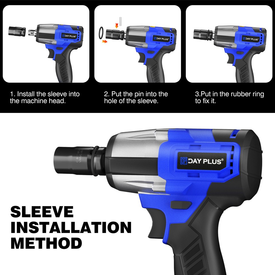 21V Cordless Impact Wrench 1/2" 2000Nm High Torque Brushless Drill ...