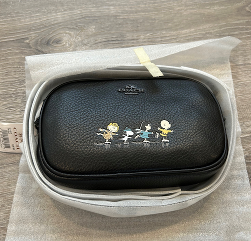 Coach NEW Black Crossbody Peanuts Snoopy RARE NWT Leather Skating ...