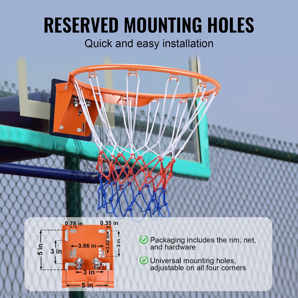 Uimoso Basketball Rim Replacement Outdoor Heavy Duty Hanging Flex Hoop ...