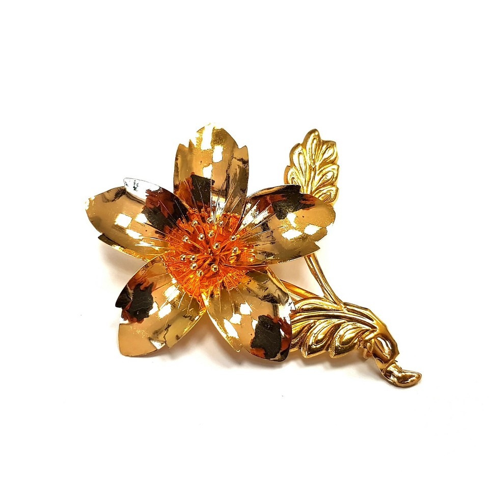 VINTAGE 20K YELLOW GOLD FLOWER PIN BROOCH 5.3gr | eBay