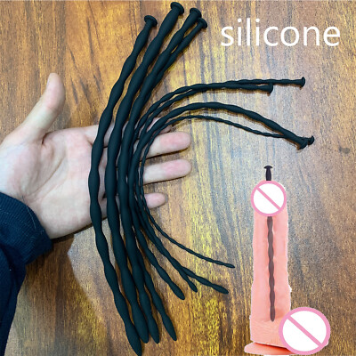 3-10mm Ribbed Silicone Urethral Sounding Dilator Penis Plug/ Rod for ...