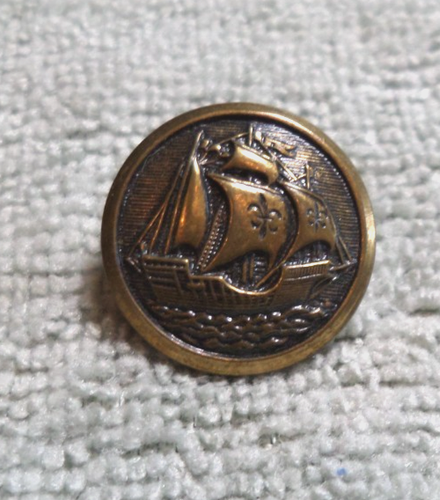 Vintage Antique Metal Picture Button SAILING SHIP VESSEL | eBay